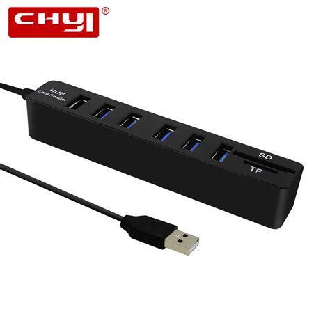 Ports USB Hub High Speed USB Hub Splitter Multi USB Combo In SD TF Card Reader For USB