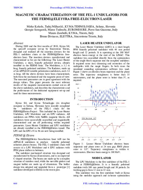 Pdf Magnetic Characterization Of The Fel 1 Undulators For The Fermielettra Free Electron Laser