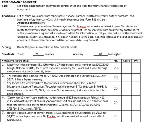 Performance Objective Task List Office Equipment On