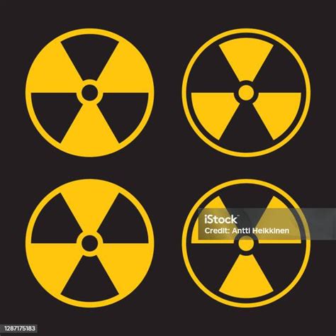 방사성 기호 아이콘 세트입니다 핵 방사선 경고 기호 수집 원자 에너지 로고 라벨 벡터 일러스트 이미지입니다 흰색 배경에 격리 0명에 대한 스톡 벡터 아트 및 기타 이미지