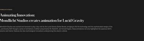 Animations For Official World Premiere Of Lucid Gravity Behance