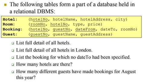 Solved The Following Tables Form A Part Of A Database Held
