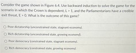 Consider The Game Shown In Figure 6 4 Use Backward Induction To Solve The Game For The Scenario