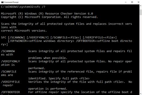 Sfc Command Examples And Switches System File Checker