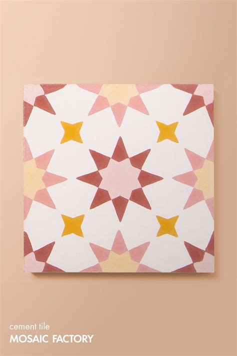 Coral Pink Cement Tile With Geometric Design