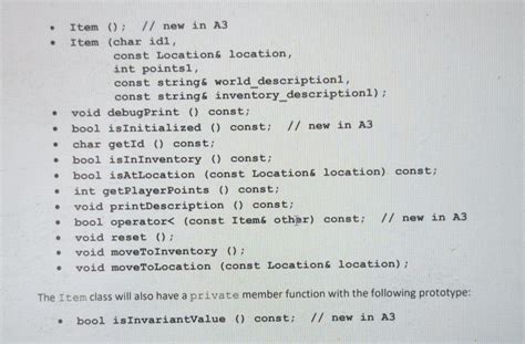 Solved Part C Refactor Item Into A Class 27 20 Test