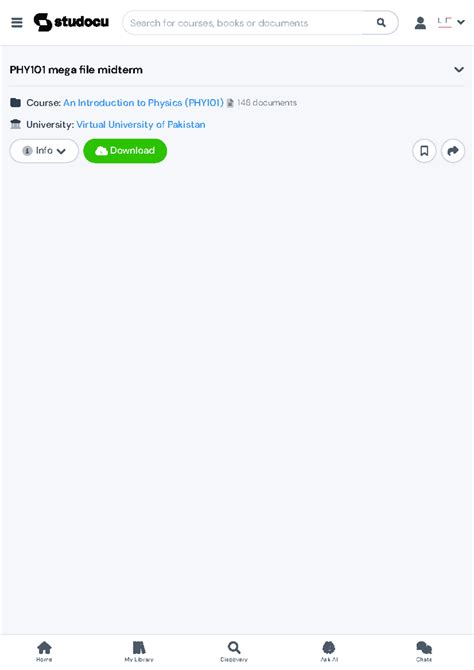 Phy101 Mega File Midterm Phy101 Midterm Preparation File No Lecture