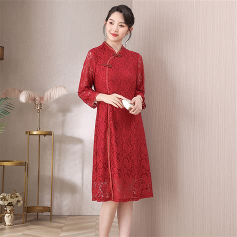 Plus Size Red Lace Layer Cheongsam Dress Extra Big Size Pluspreorder