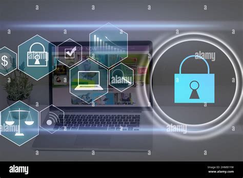 Digital Cybersecurity And Network Protection Concept Virtual Locking Mechanism To Access Shared