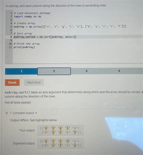 Answered In Exarray Sort Each Column Along The Bartleby
