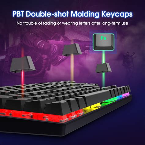 Buy PICTEK Mechanical Gaming Keyboard RGB LED Rainbow Backlit Computer Keyboard With Blue