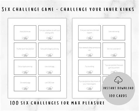 Sex Challenges Printable Couple Intimacy Game To Explore Your Fetishes And Kinks In The