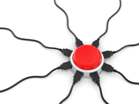 Premium Photo Red Button With Usb Cables
