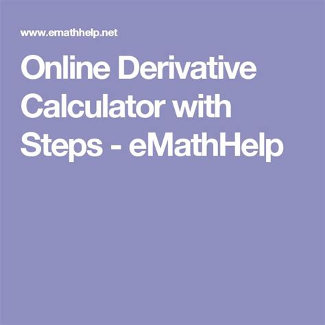 Online Derivative Calculator With Steps Emathhelp