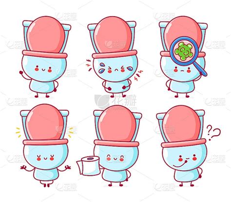 可爱快乐有趣的马桶集素材 花瓣网