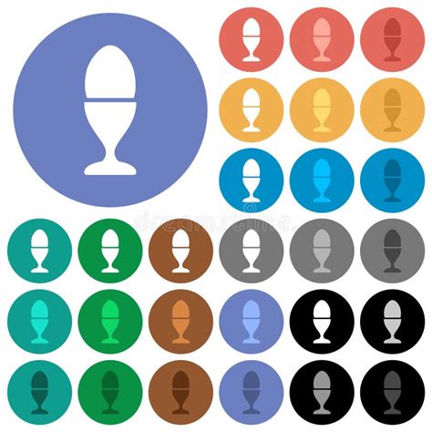 Egg In Egg Holder Solid Round Flat Multi Colored Icons Stock Vector