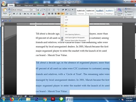 1 12 Line Spacing In Word
