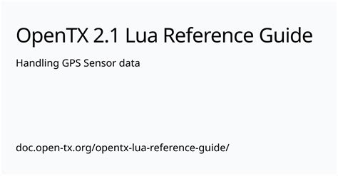 Handling Gps Sensor Data Opentx Lua Reference Guide
