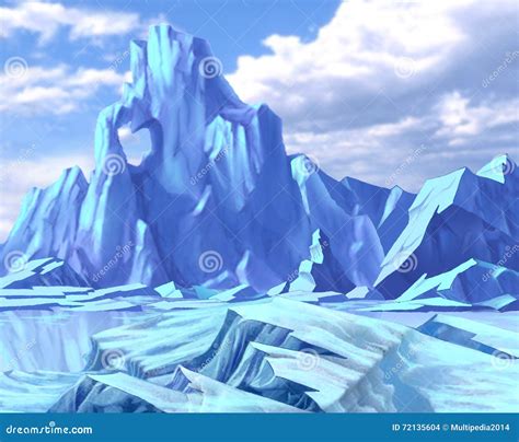 Cartoon Winter Landscape With Iceberg And Ice Vector Illustration 74671542