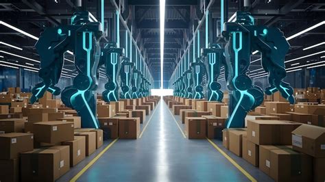 Premium Photo Automated Package Sorting By Hightech Robots In A