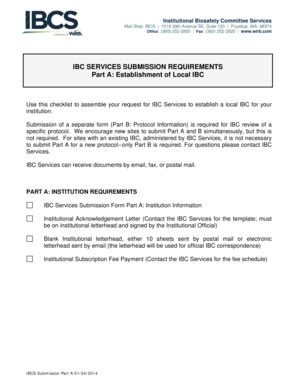 Fillable Online IBC SERVICES SUBMISSION REQUIREMENTS Part A Fax Email Print PdfFiller