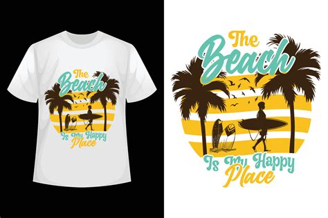 The Beach Is My Happy Place Summer Beach T Shirt Design Template 19188435 Vector Art At Vecteezy