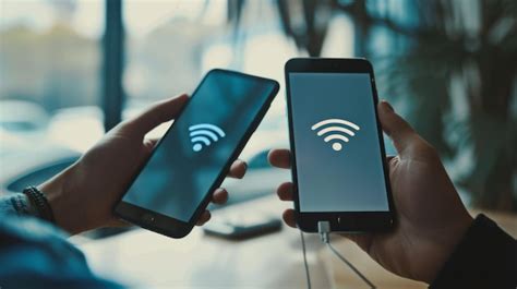 Premium Photo Closeup Of Two Smartphones Sharing Data Via Wireless