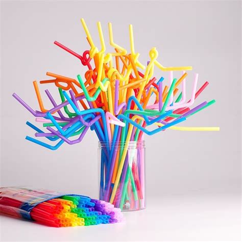 100pcs Elongated Colorized Tortuous Thin Milktea Juice Pearl Disposable