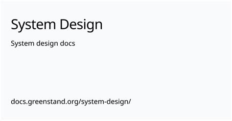 System Design Docs System Design