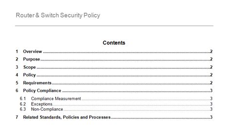 Policy For Router And Switch Security GRCReady