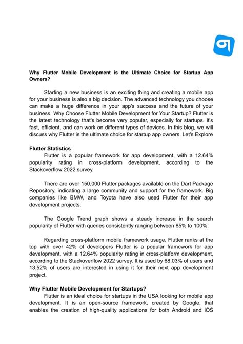 Ppt Why Flutter Mobile Development Is The Ultimate Choice For Startup