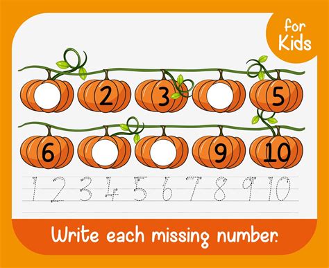 Write Each Missing Number Worksheet 361862 Vector Art At Vecteezy