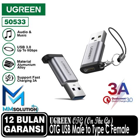 Jual UGREEN 50533 Converter Type C Female To USB 3 0 Adapter Fast Charging Shopee Indonesia