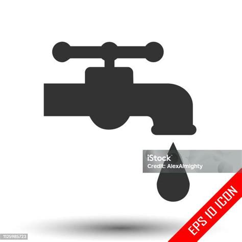 물 탭 아이콘입니다 물의 간단한 평면 로고 흰색 바탕에 한 방울과 누릅니다 벡터 일러스트입니다 고풍스런에 대한 스톡 벡터 아트 및 기타 이미지 Istock