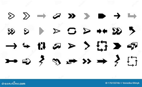 Set Of Arrows Interface Graphic Icons Arrowhead Direction Pointers