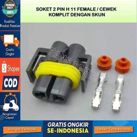 Jual Socket Soket Connector Konektor H11 Female Socket Lampu Foglamp H11 Female Cewe Komplit