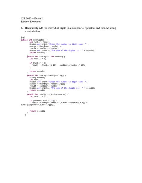 Exam 2 Questions With Solutions Program Cis Majors 2 Cis 3023