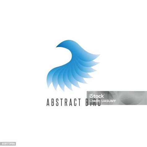 새 로그 그라데이션 블루 스타일 추상적인 날개 아이디어 배달 엠 블 럼 창조적인 비행 그래픽 디자인 요소 새에 대한 스톡 벡터 아트 및 기타 이미지 Istock