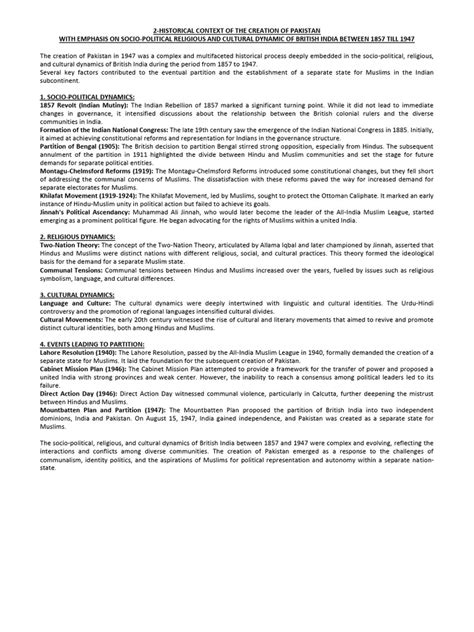 2 Lecture Pdf Partition Of India Two Nation Theory