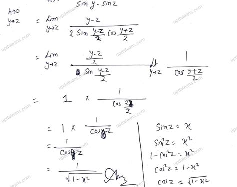 Update Ans Class 12 Derivative Of Sin 1 X By First Principle