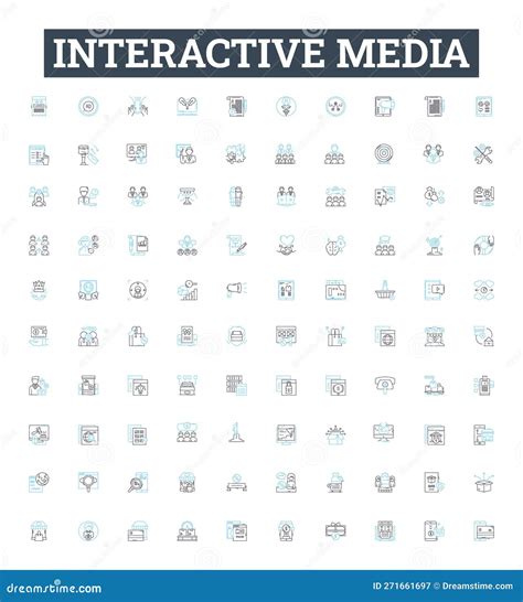 Interactive Media Line Icons Collection Engagement Gamification Immersive Interface