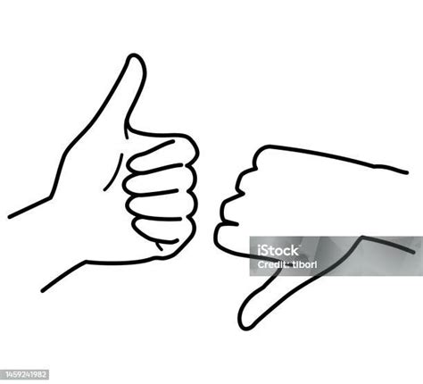 손 제스처 손 기호 엄지 손가락 위와 엄지 손가락 좋은 것과 나쁜 것 흑백 그림 몸짓에 대한 스톡 벡터 아트 및 기타 이미지 몸짓 상징 손 Istock