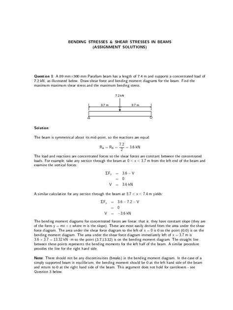 beam assignment solutions pdf bending beam structure