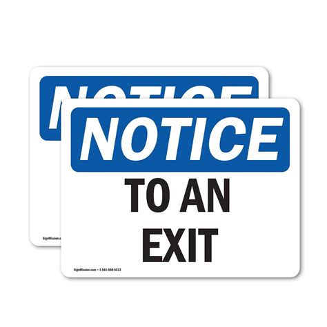 2 Pack To An Exit Osha Notice Sign 5 Inch X 3 5 Inch Vinyl Label