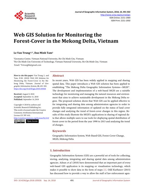 Pdf Web Gis Solution For Monitoring The Forest Cover In The Mekong Delta Vietnam