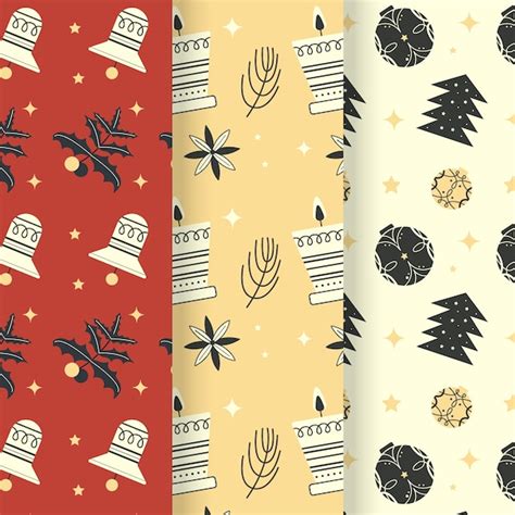 Colección Plana De Patrones De Navidad Vector Gratis