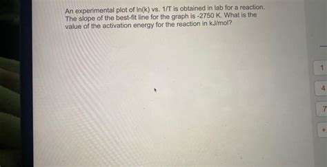 solved an experimental plot of ln k vs 1 t is obtained in