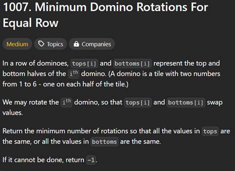 Leetcode Daily Series — Part 01 Minimum Domino Rotations For Equal Row By Ansh Kumar Medium