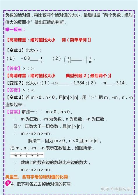 初中数学的绝对值怎么学，有没有具体的知识点讲解和分类题型？ 知乎