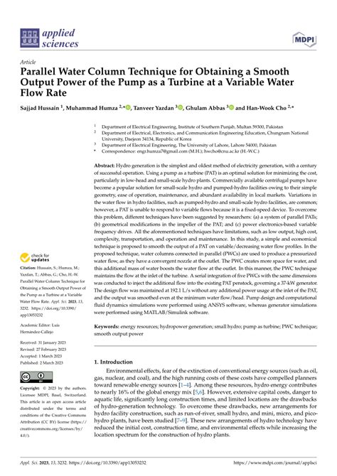 Pdf Parallel Water Column Technique For Obtaining A Smooth Output